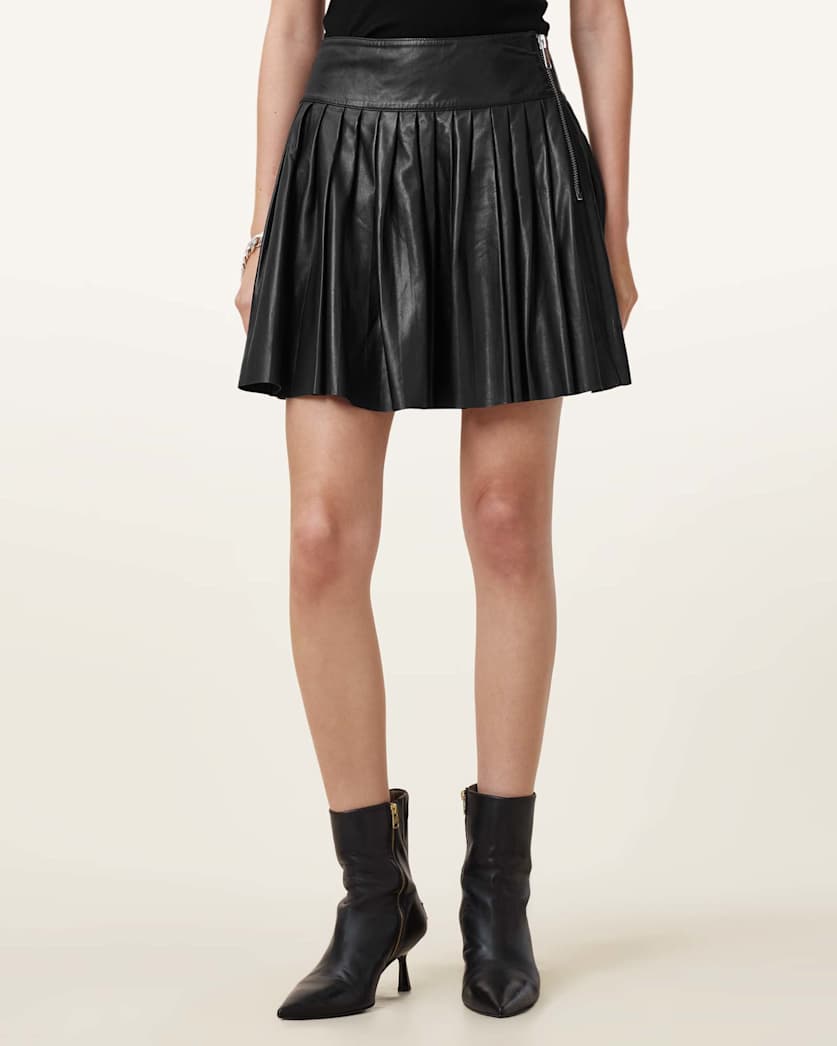 Vena Leather Kilt Skirt Black | ALLSAINTS
